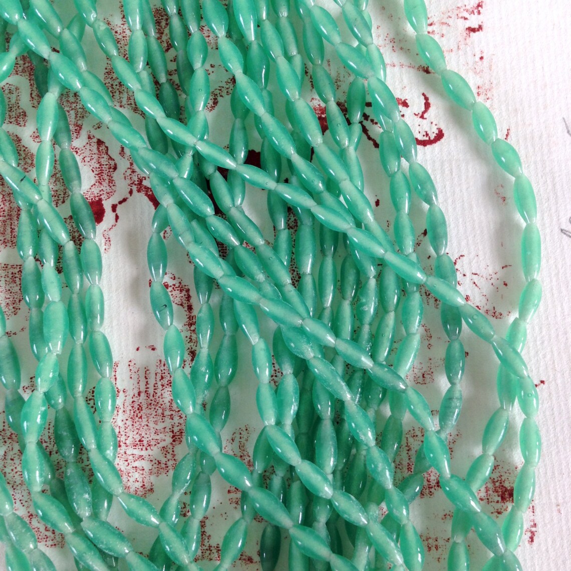 Vintage Mint Green Glass Beads Japan Rice Glass Beads 6x3mm - Etsy