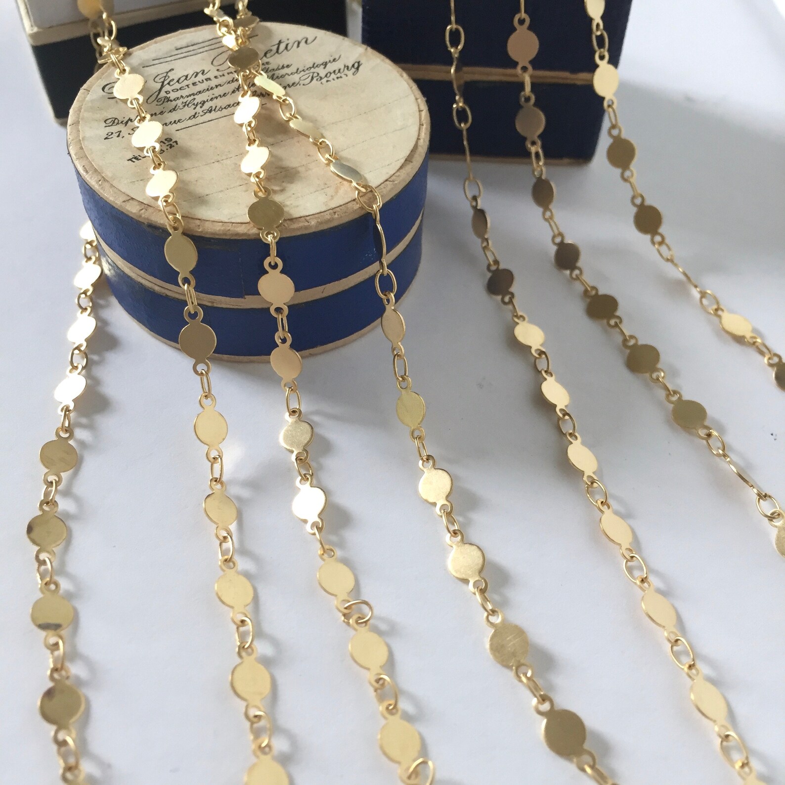 4mm Gold Coin Chain Gold Chain Fancy Brass Chain 4mm 2FT | Etsy