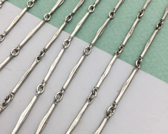 Vintage Textured Silver Plate Bar Chain, 2FT - Etsy