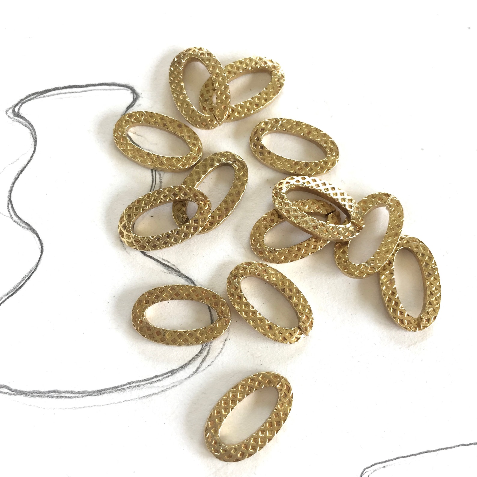 Small Textured Brass Oval Jump Rings Fancy Jump Rings 15mm - Etsy