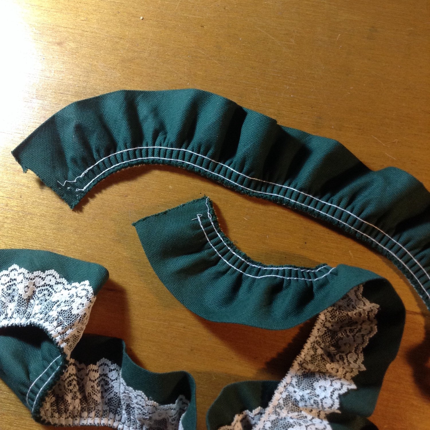 Gathered Trim Emerald Green With Lace | Etsy