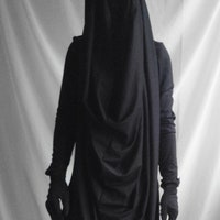 Men’s Gothic Cyberpunk Hooded Duster Coat – Black Cotton Sleeveless ...