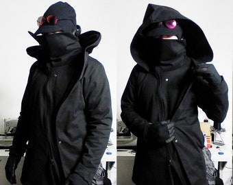 Shadow Hoodie mens dark black mask hoodie jacket ninja | Etsy