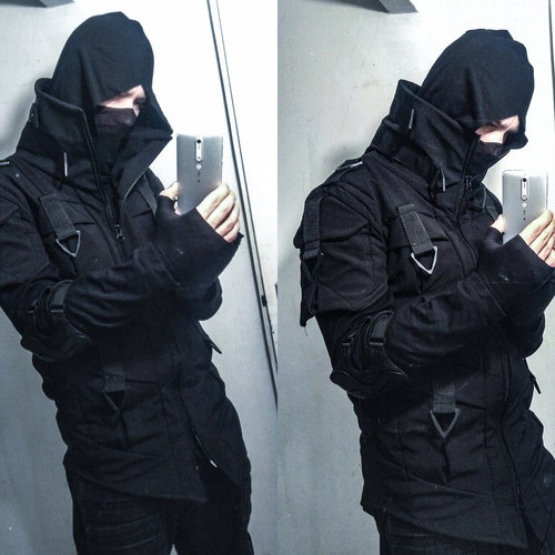 Fashion Ninja Jacket Tags Minimalist Mens Black Dark Noir - Etsy