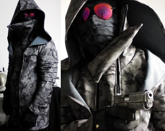 Shadow Hoodie mens dark black mask hoodie jacket ninja | Etsy