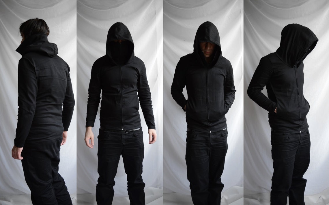 Fashion Ninja Jacket Tags Minimalist Mens Black Dark Noir - Etsy