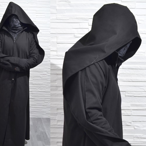Darkside Overcoat Extra Large Hood Mens Black Dark Coat - Etsy