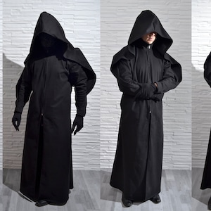 UNSAINT Coat ( Extra Large Hood Mens Black Magic Dark Wizard Longcoat ...