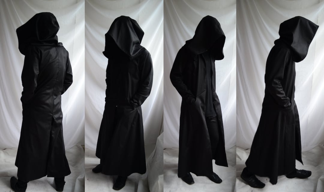 Darkside Overcoat ( Extra Large Hood Mens Black Dark Coat Overcoat ...