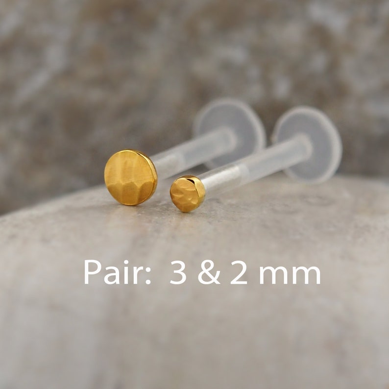 2pcs 3mm Push-in Bioflex Labret Lip Ring Ear Cartilage Tragus Piercing ...