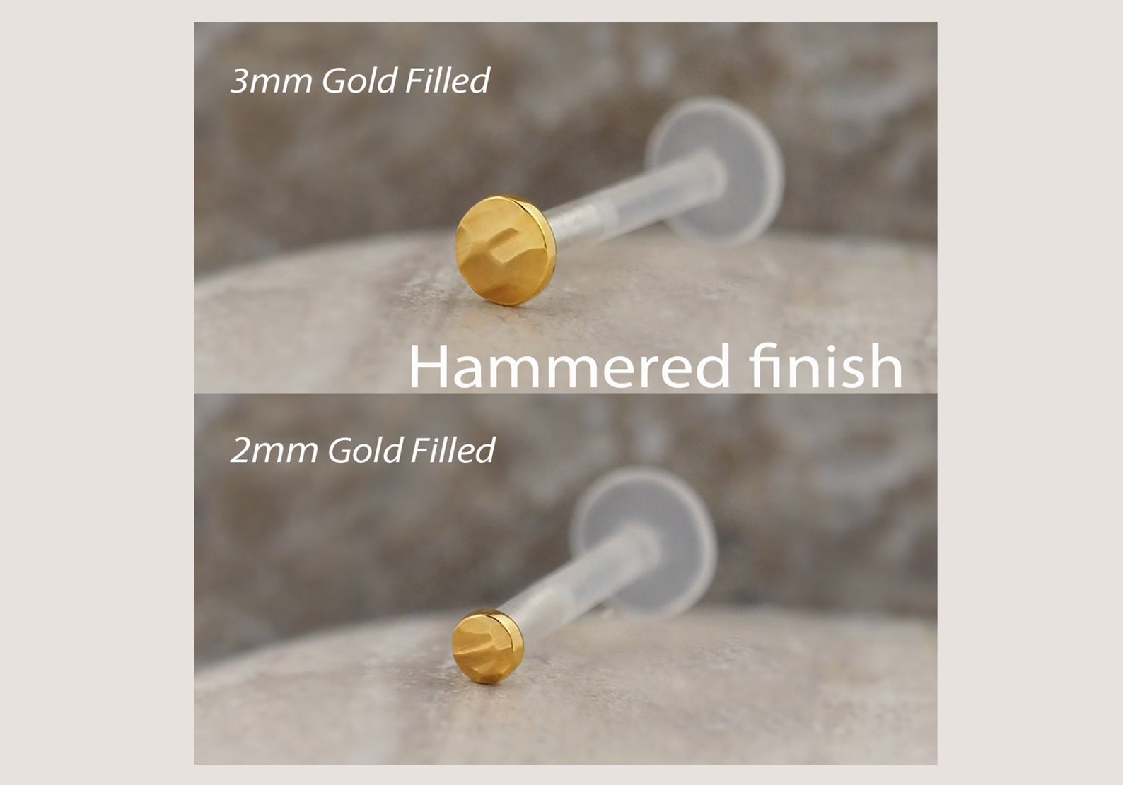 2pcs 3mm Push-in Bioflex Labret Lip Ring Ear Cartilage Tragus Piercing ...