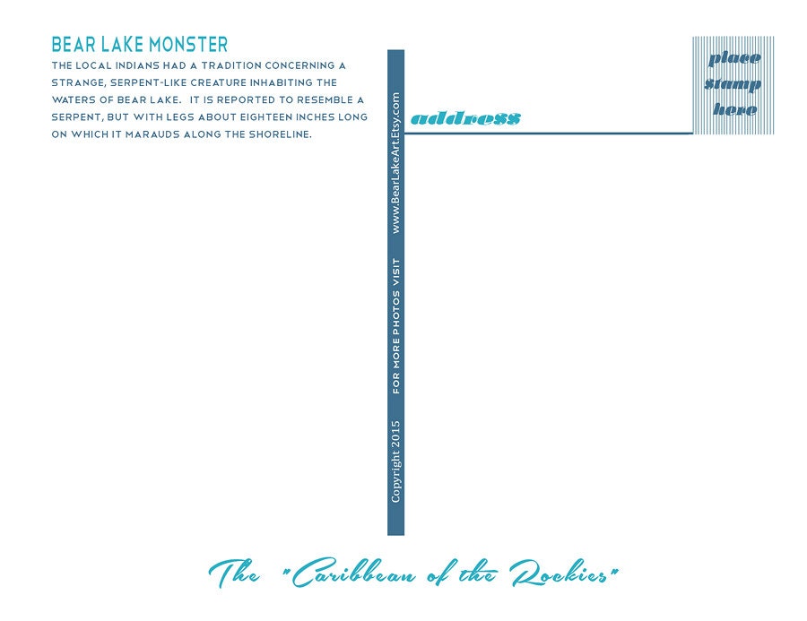 Bear Lake Monster - Utah Postcard - Etsy