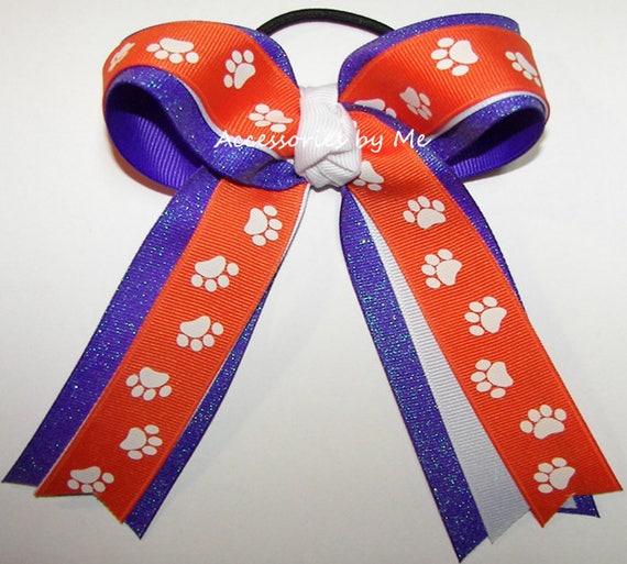Tigers Paw Print Bow Clemson Cheer Bow Orange Paw Soccer | Etsy