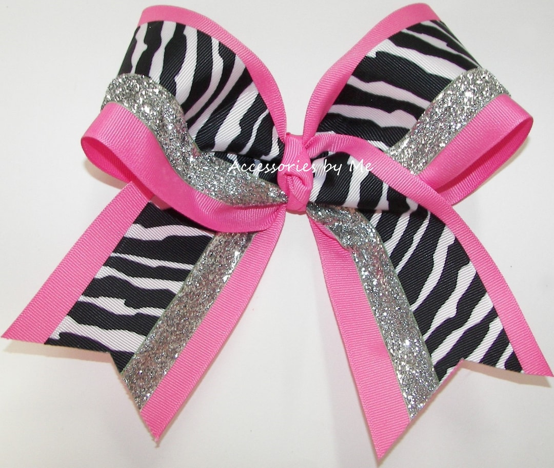 Hot Pink Cheer Bow, Pink Black Cheer Clip, Zebra Black White Hot Pink ...