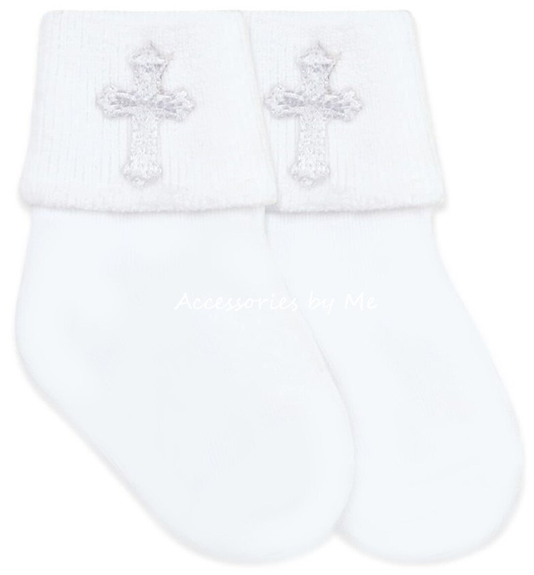 Baptism Cross Socks, Embroidered Cross Socks, Baby Religious Cross ...