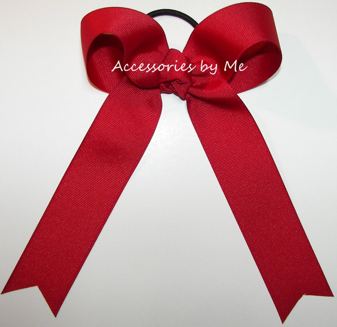 Red Grosgrain Ribbon Cheer Bow, Ponytail Holder, Team Hair Tie - Etsy