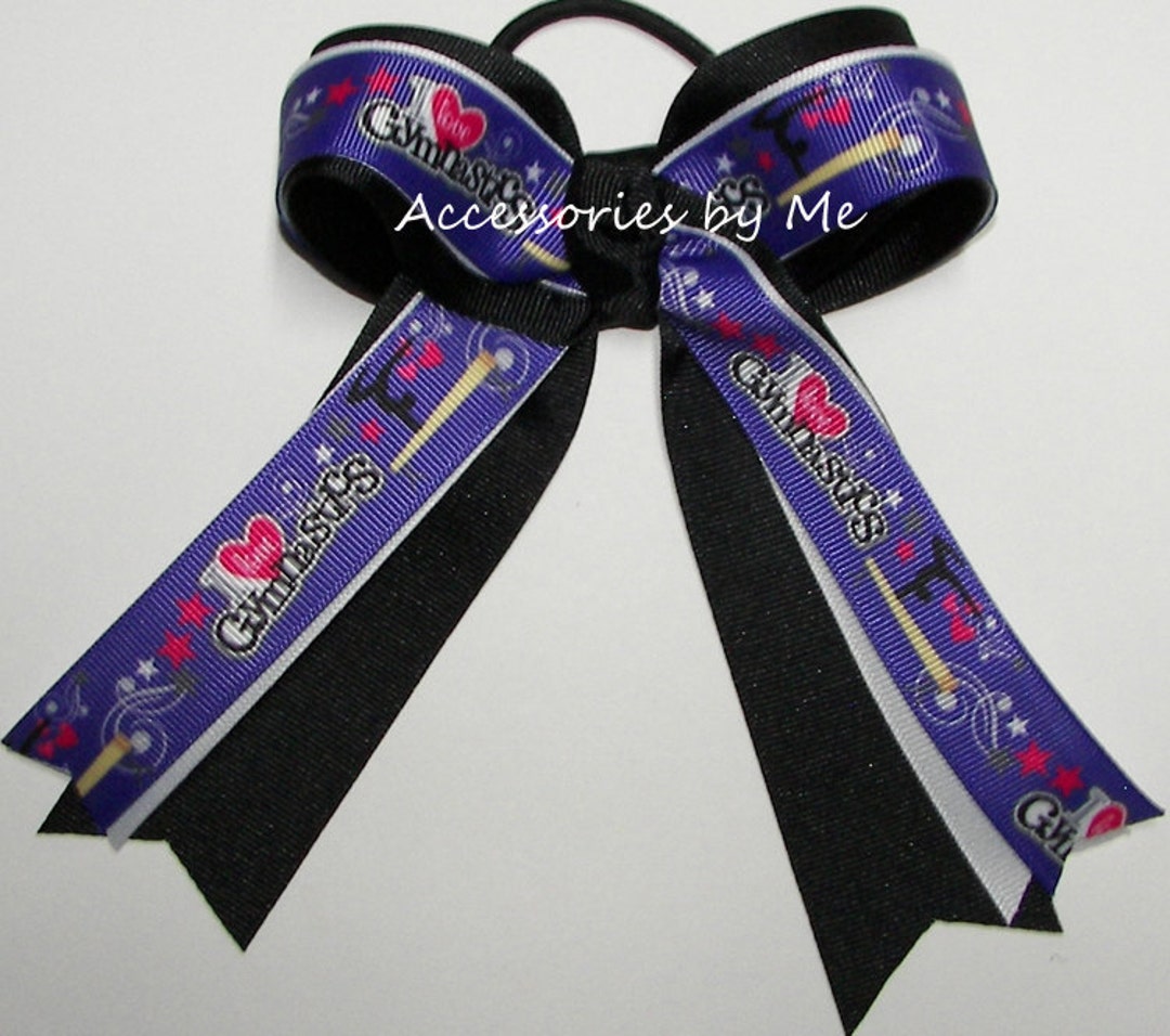 Gymnastics Hair Bow, Gymnastic Ribbons, Gymnastics Red Gold Glitter ...