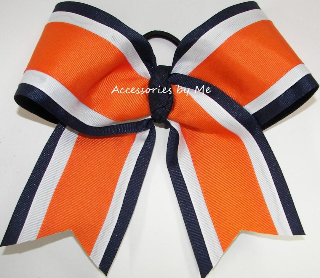 Orange Cheer Bow, Orange White Navy Blue Big Cheer Bow, Bulk Jumbo ...