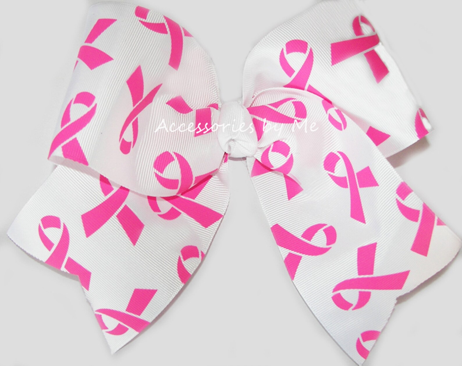 Hot Pink Cancer Bow, Breast Cancer Cheer Bow, Breast Cancer Pink White ...