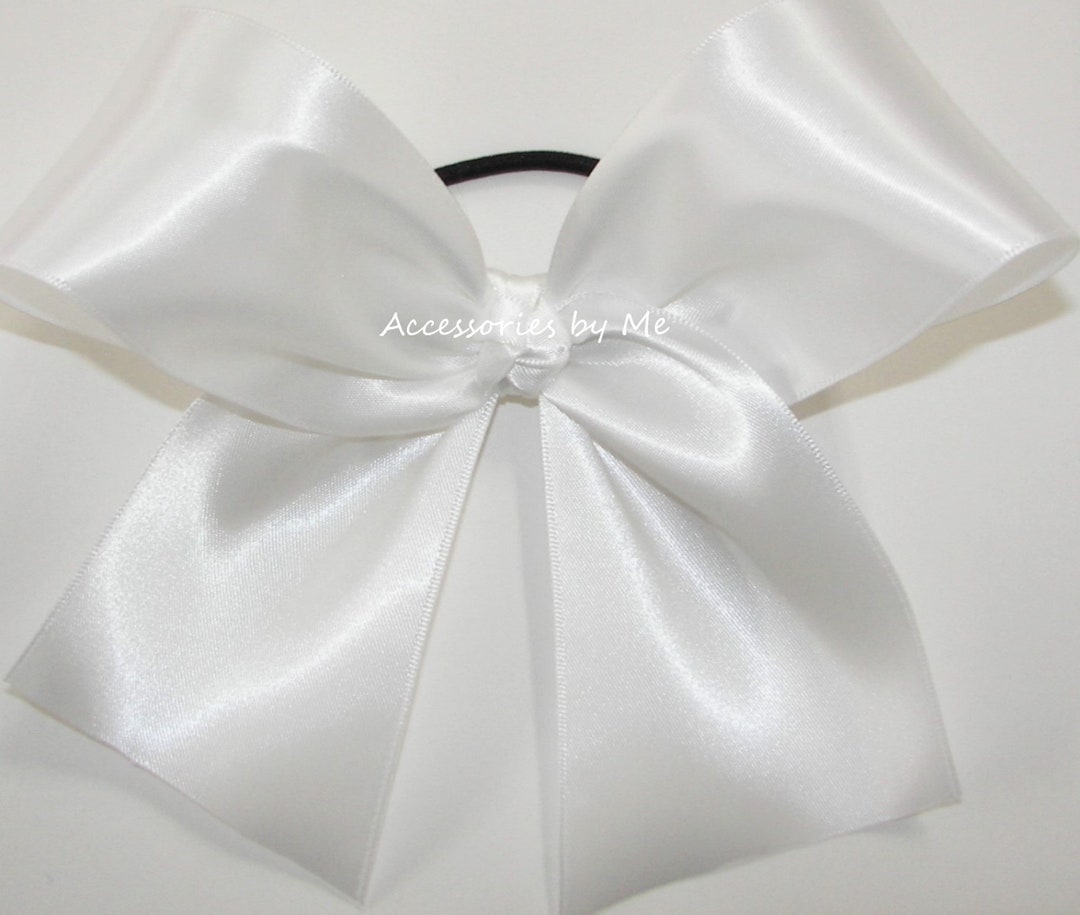 Big White Satin Bow, Large White Cheer Bow, Texas Size Cheer Bow ...