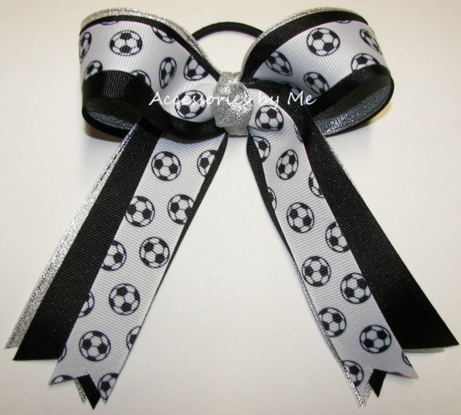 Bulk Soccer Bow Soccer Team Bow Sparkly Soccer Black Silver | Etsy
