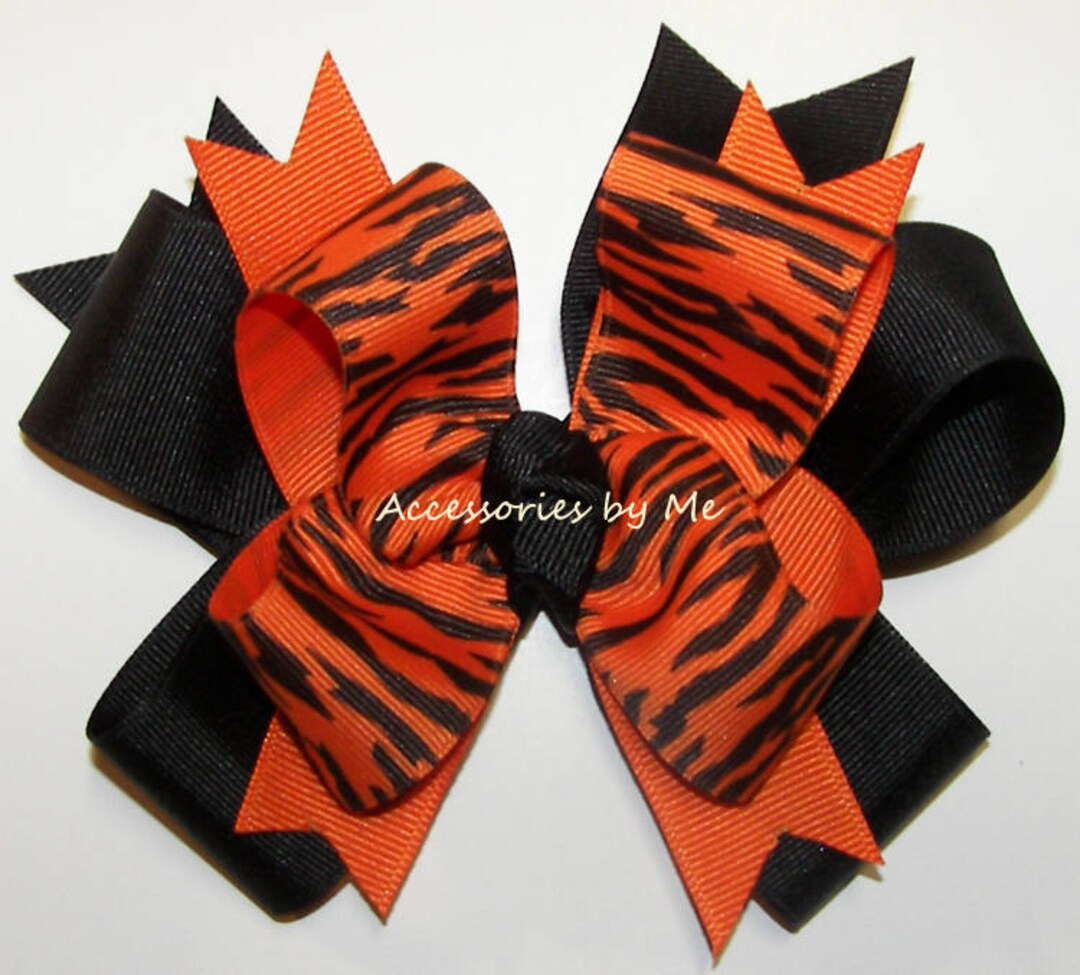 Bengals Cheer Bow, Orange Black Ponytail Bow, Orange Black Wild Cats ...