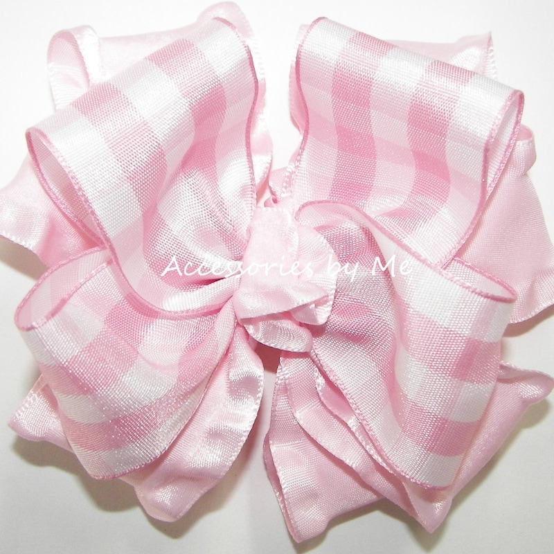 Pink Gingham Head Bow - Etsy