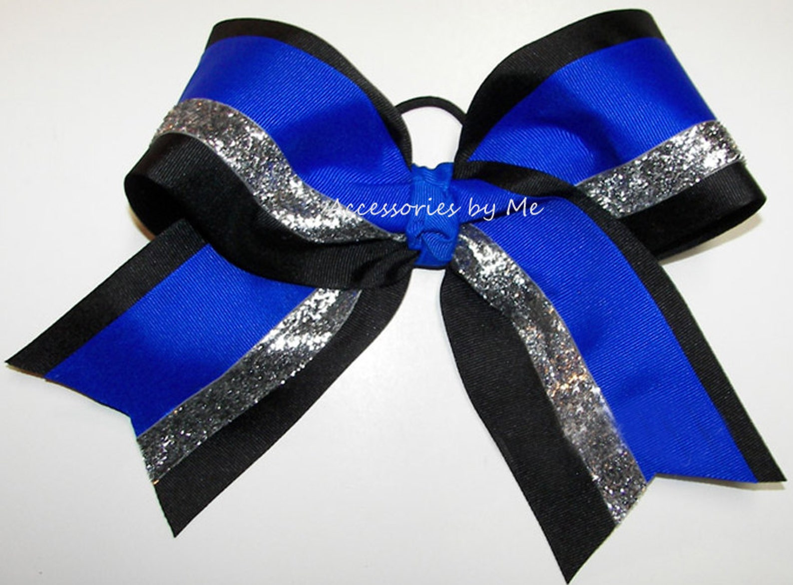 Big Cheer Bow, Blue Black Cheer Clip, Electric Royal Blue Cheer Bow ...