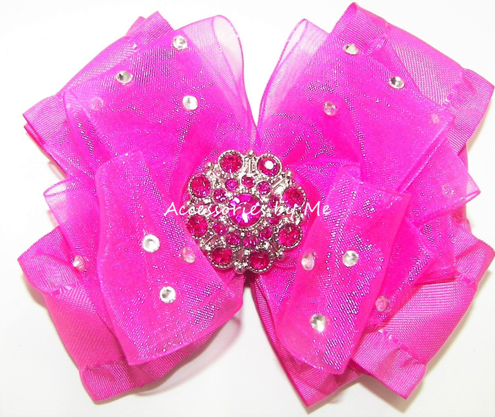 Glitzy Fuchsia Pink Ruffle Bow Pageant Fuchsia Hair Bow - Etsy