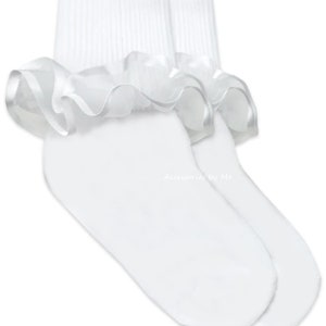 Girls White Ruffle Socks White Ruffle Trim Socks Pageant - Etsy