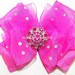 Glitzy Fuchsia Pink Ruffle Bow, Pageant Fuchsia Hair Bow, Fuchsia Pink ...