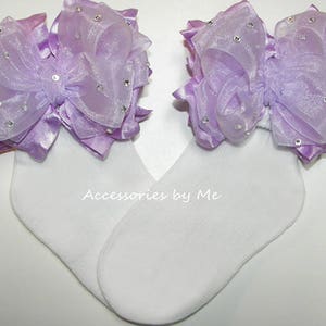 Lavender Ruffle Bow Socks, Baby Ruffle Bow Socks, Lavender Organza ...