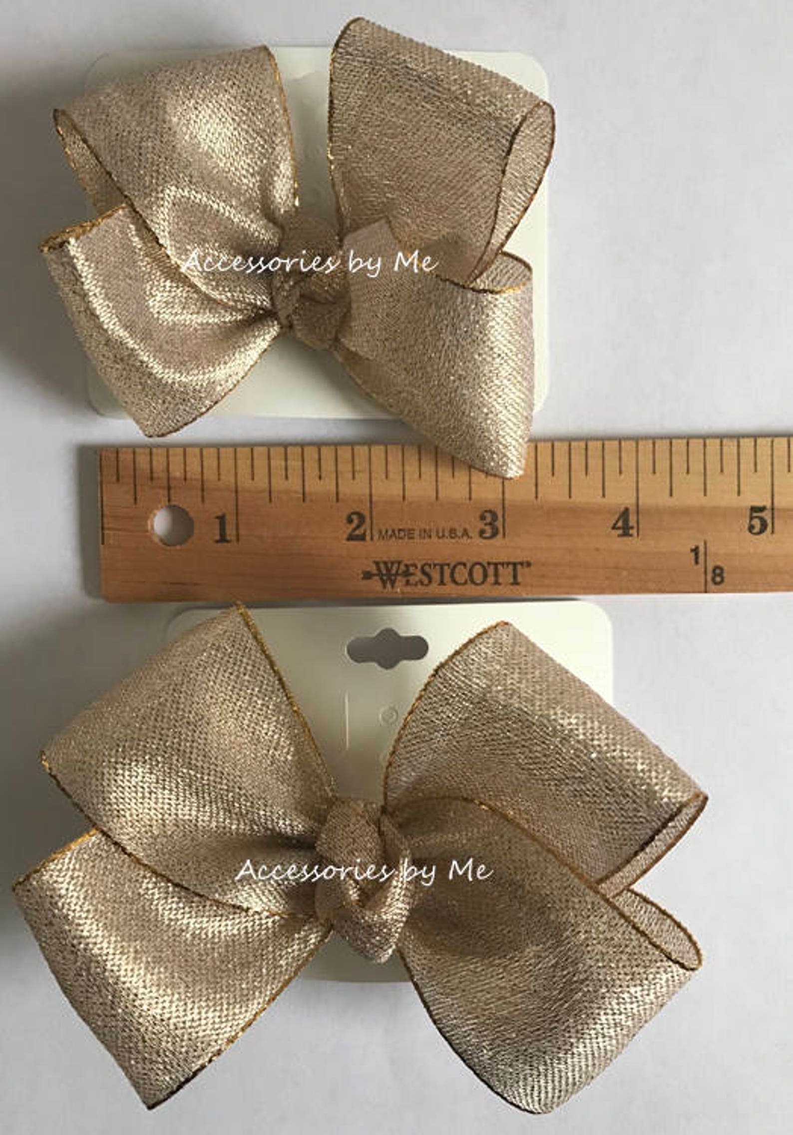 Gold Hair Bow Lame Metallic Clip Choice of Gold or Silver | Etsy