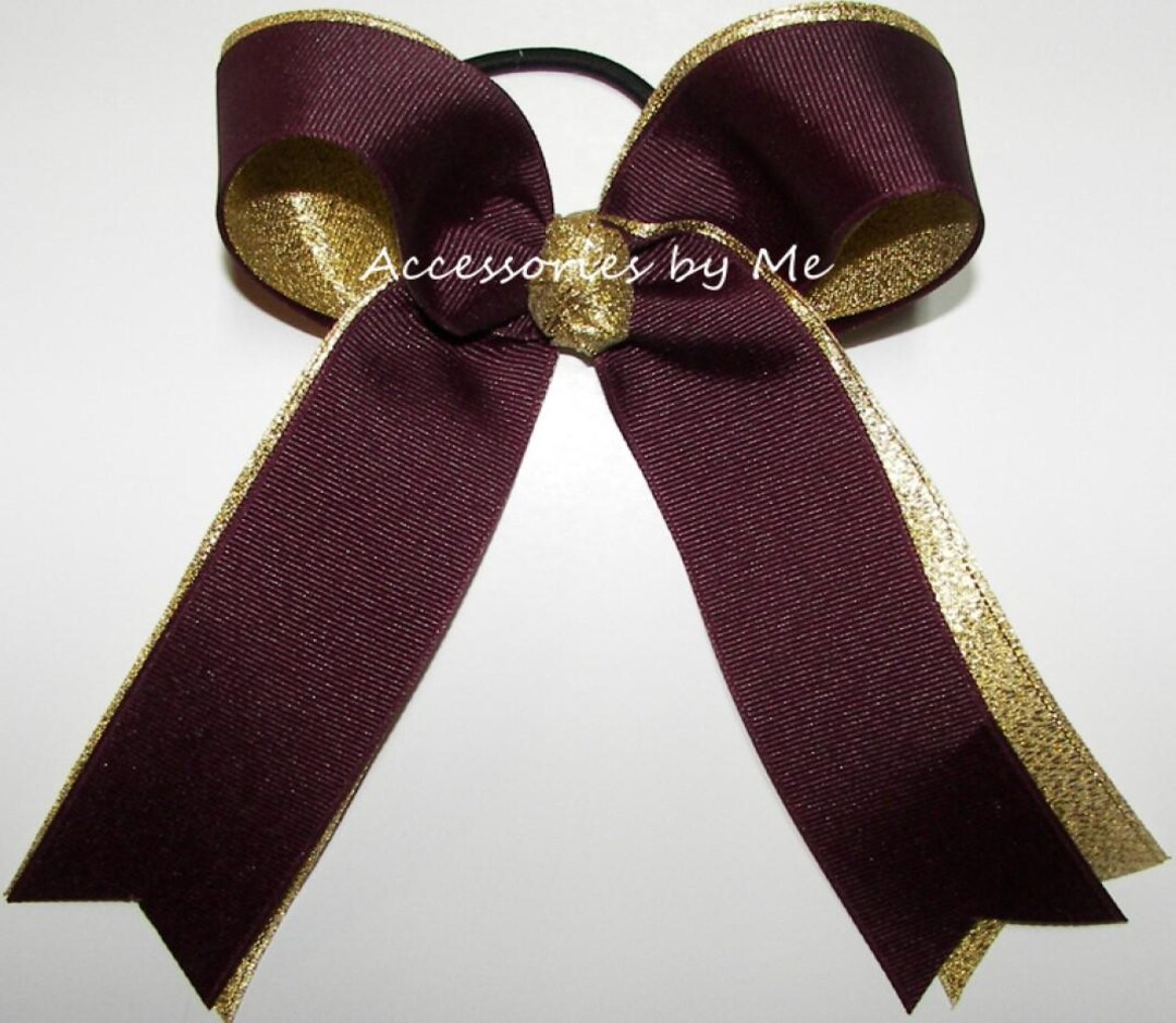 Maroon Gold Cheer Bow, Red Gold Cheer Bow, Maroon Gold Metallic ...