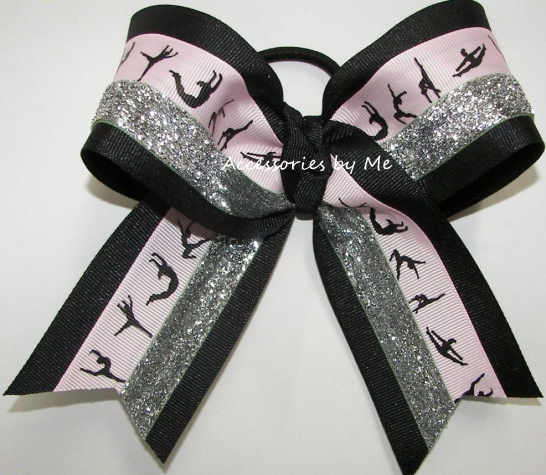 Gymnastics Pink Bow, Gymnastics Pink Hair Clip, Gymnastics Pink Black ...