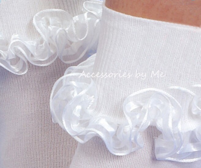 Girls White Ruffle Socks White Ruffle Trim Socks Pageant - Etsy