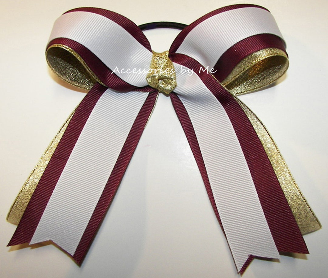Maroon Cheer Bow, Maroon White Gold Cheer Bow, White Red Maroon Gold ...