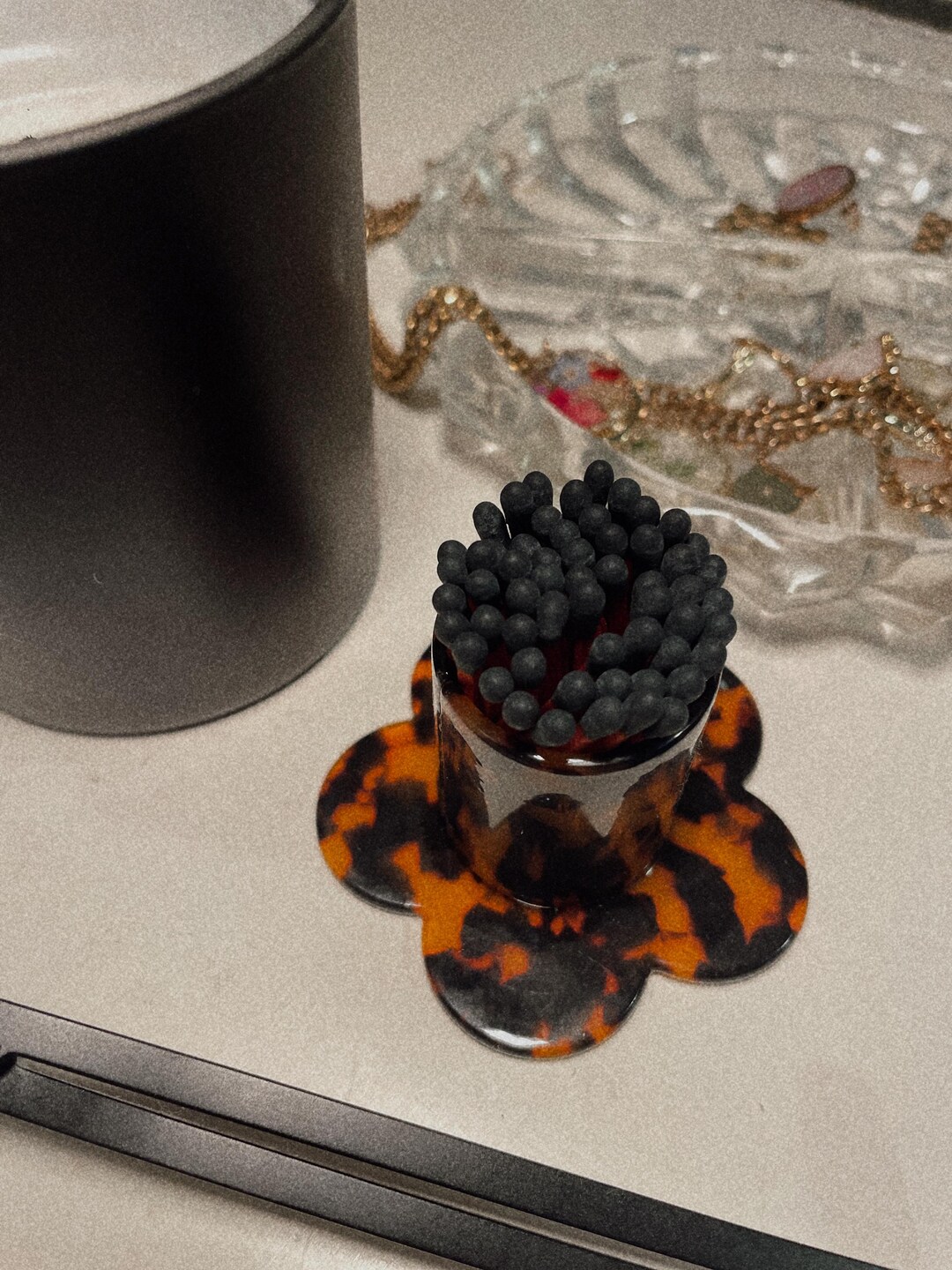 Aesthetic Tortoiseshell Floral Match Holder and Striker (home Decor for ...