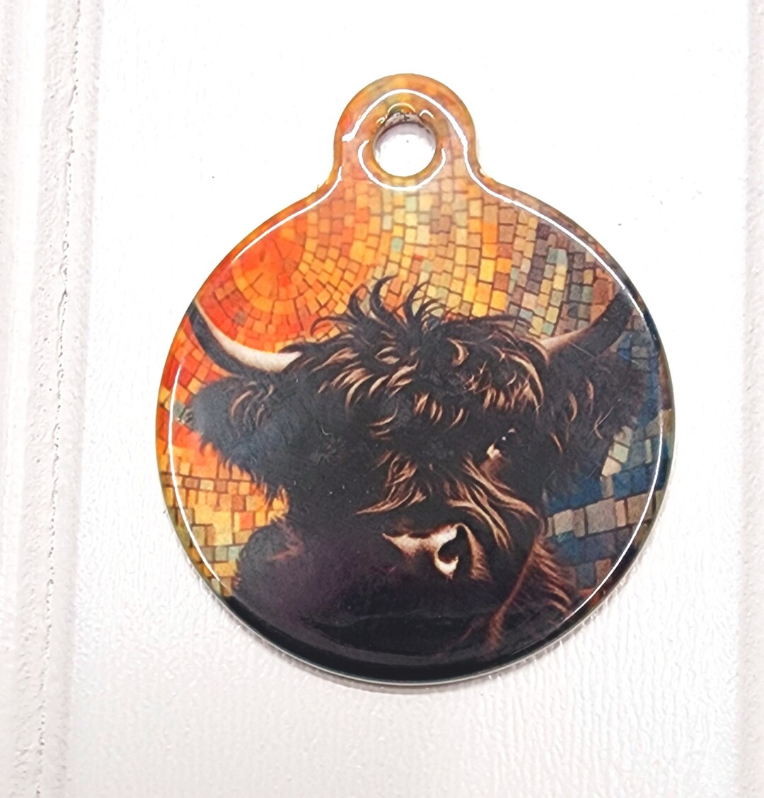 Highland Cow Tag, Artistic Tag, Lightweight Pet Tag, Unique Tag ...