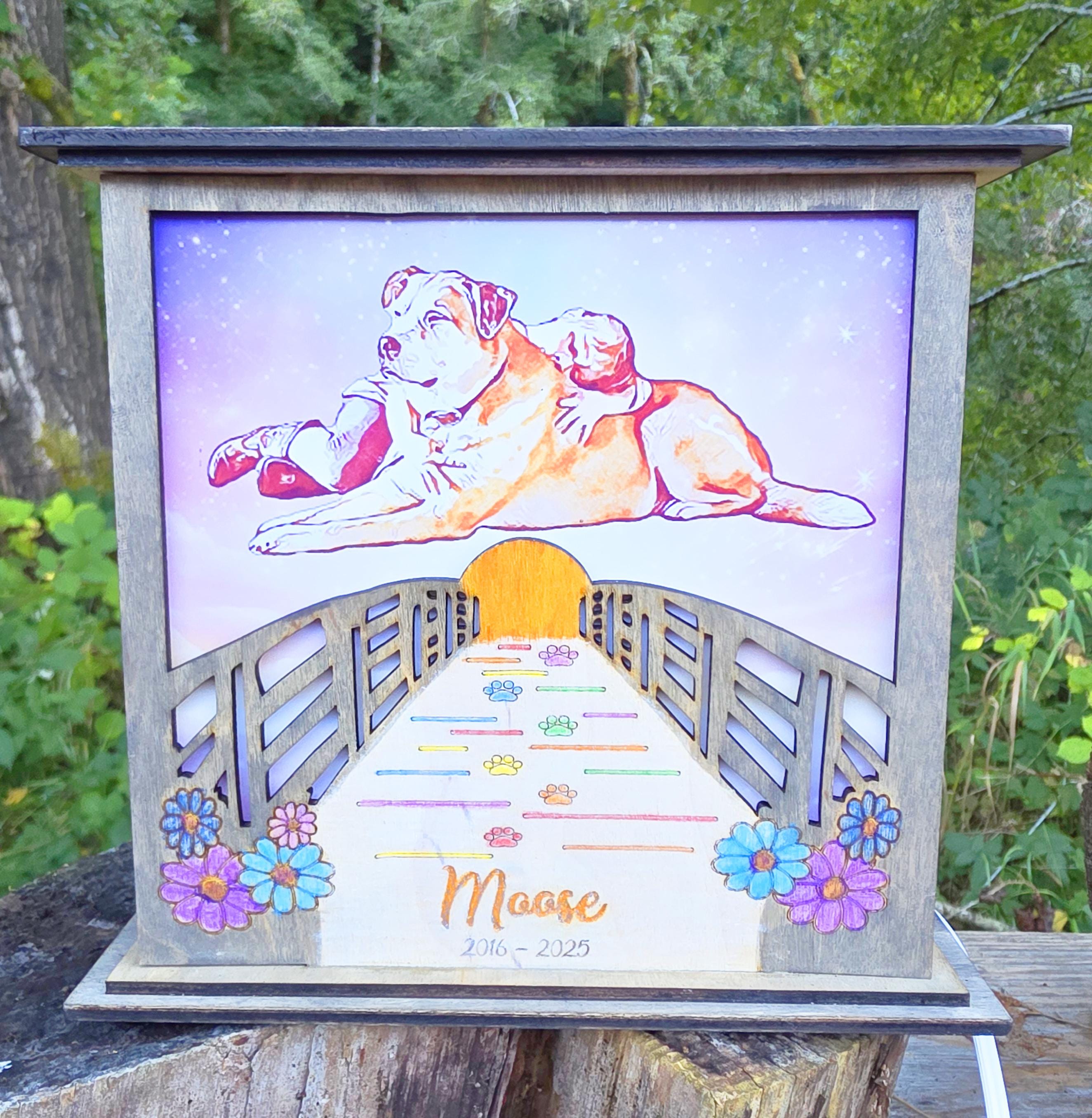 Custom Rainbow Bridge Light, Handmade Memorial Light, Memorial Pet Loss ...
