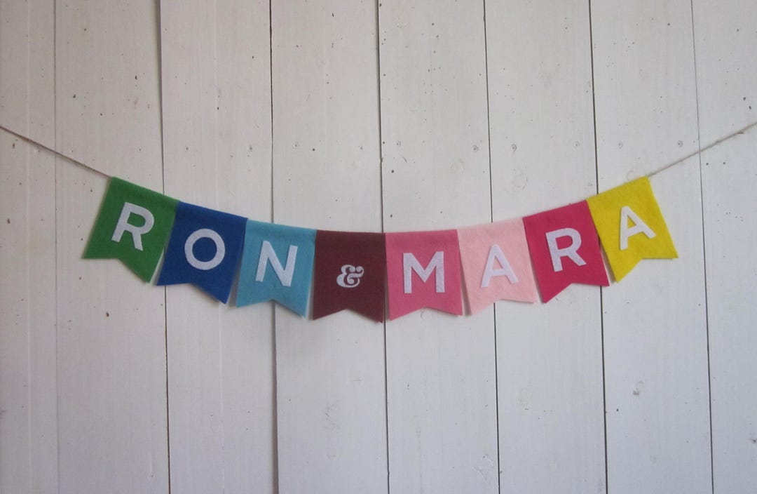 Personalized Engagement Banner: Custom Names, Felt Flags - Etsy