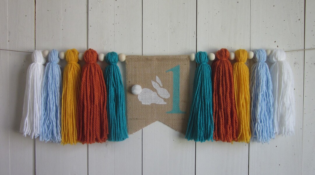 Bunny 1st Birthday Tassel Banner, Custom Name and Color Easter Bunting ...