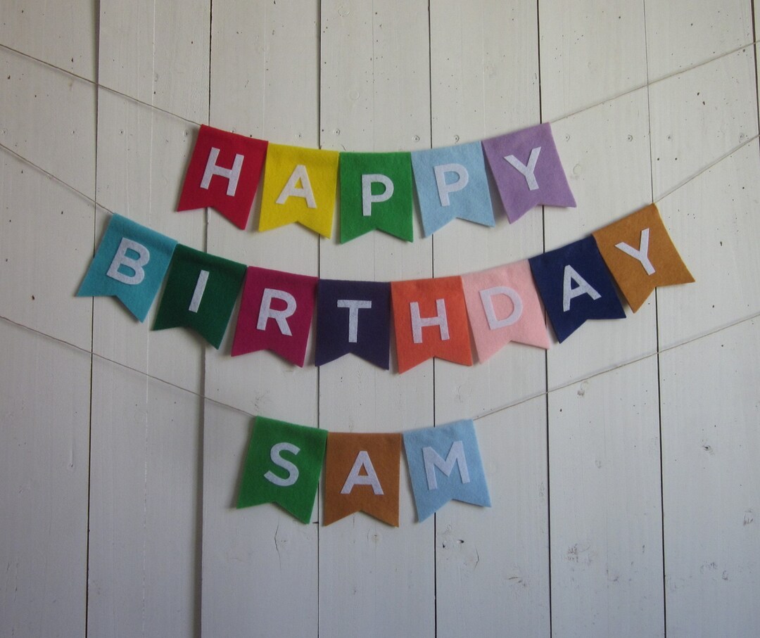 Rainbow Felt Birthday Banner: Custom Name Party Decorations - Etsy