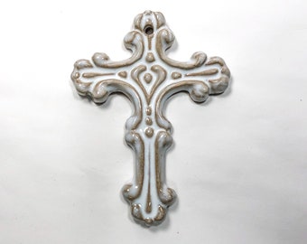 White Ceramic Cross - Etsy