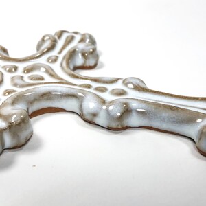 Little Stoneware Cross: White and Brown Ceramic Christian Ornament - Etsy