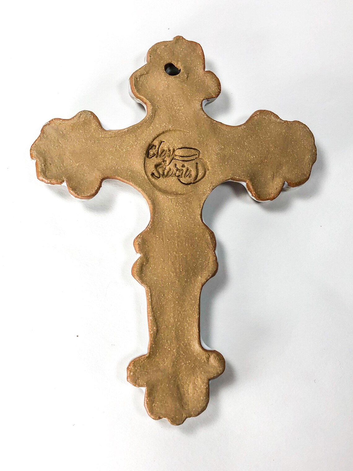 Little Stoneware Cross: White and Brown Ceramic Christian Ornament - Etsy