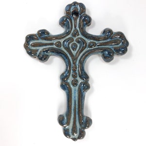 Blue Pottery Cross Ceramic Wall Cross Small Christian Gift - Etsy