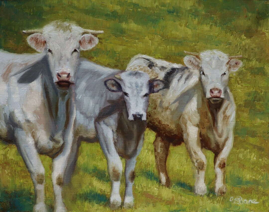 Art Print of Three Cows. Original Oil Painting by Lisa Bane. - Etsy