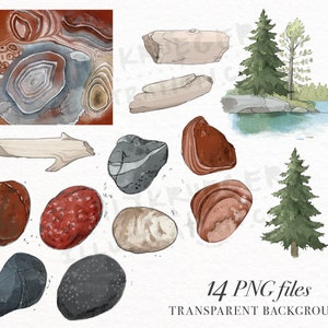 Painted Rock and Lake Clipart Pack, Digital Download - Etsy