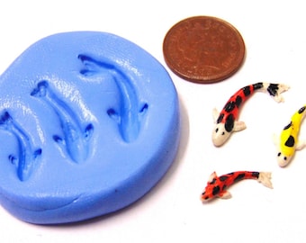 1:12 Scale 4 Koi Carp Silicon Rubber Mould Dolls House Miniature Fish ...
